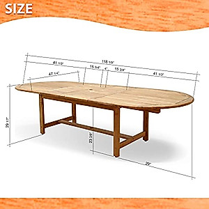 Amazonia Greenville 9 Piece Teak Double Extendable Oval Dining Set