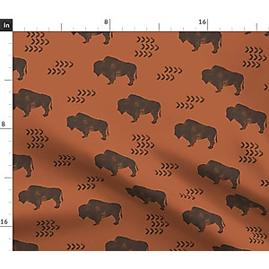 Spoonflower Fabric - Distressed Buffalo Brown Rust Bison Southwestern Trendy Boy Boho Printed on Petal Signature Cotton Fabric by The Yard - Sewing Quilting Apparel Crafts Decor