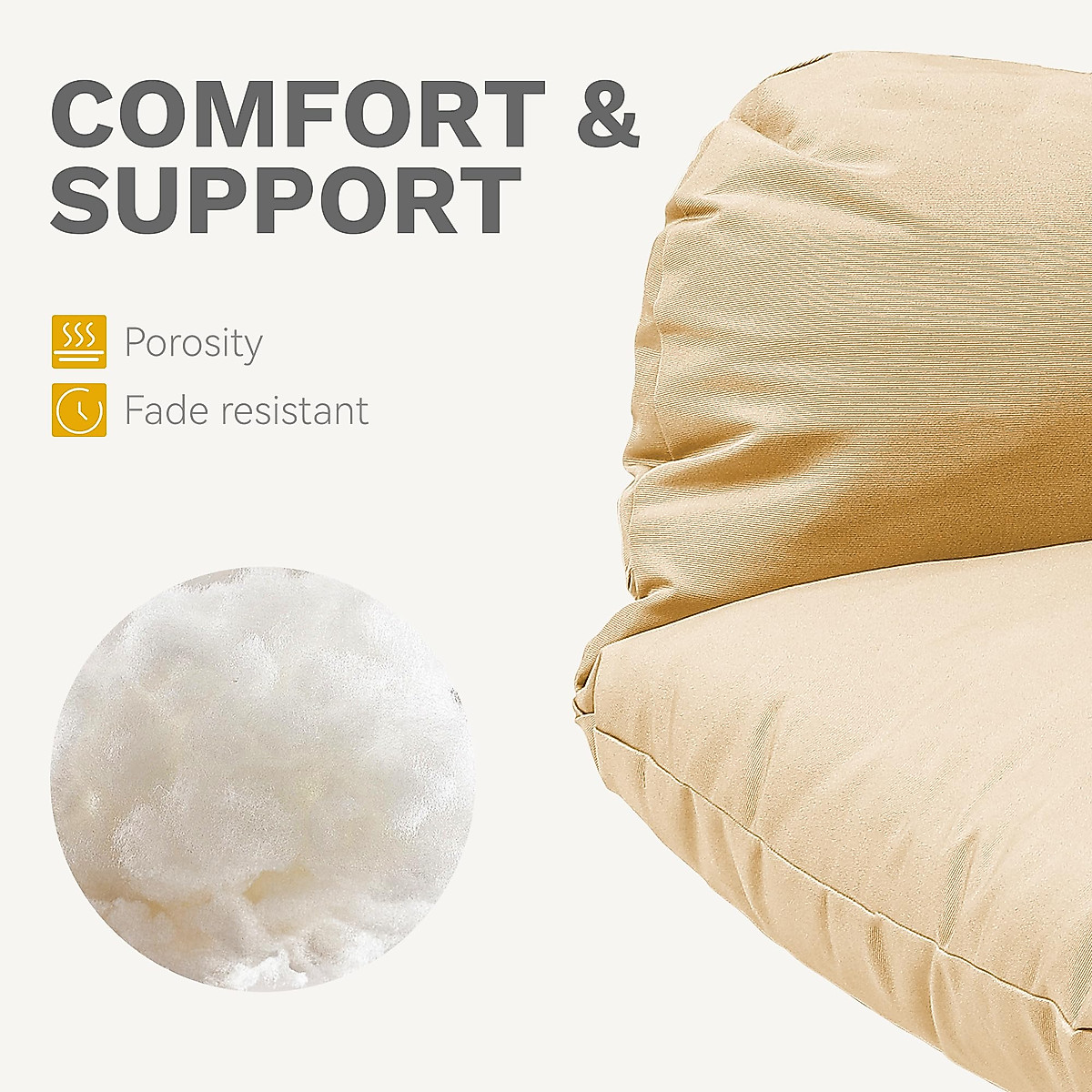 DWVO Egg Basket Chair Patio Chair with Stand Anti-Slip All-Weather Poratble Wicker Egg Lounger Chair for Indoor Outdoor 330LBS (Beige)