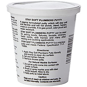 AquaPlumb Plumbers Putty | White, 14oz, Fixture Setting Compound. Stays Soft. Use on Sinks, Tubs, Fountains and More., Compact (01040)