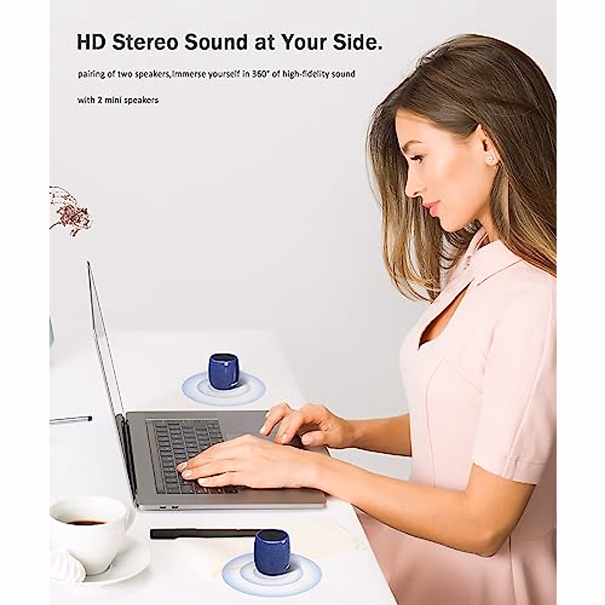 Small Speaker, Bluetooth Speaker with 360°HD Stereo Sound and Robust Bass, Mini Speaker with Built-in Mic, Hands-Free Call, Portable Speaker for Hiking, Biking, Car, or Trip, Ideal Gift for Men, Women