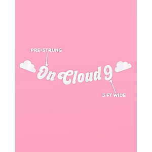 xo, Fetti On Cloud Nine Banner - White, 5 Ft. | Bachelorette Party Decorations, Bride To Be Party Supplies, Cute Baby Shower Decor, Bridal Shower, Engagement Photobooth Backdrop