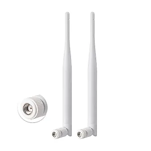 Eightwood 2.4GHz 5GHz 6dBi WiFi Antenna for Security Camera Surveillance DVR Recorder WiFi Router, RP-SMA Connector, White, 2-Pack