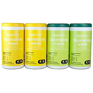 Amazon Basics Disinfecting Wipes, Lemon & Fresh Scent, Sanitizes/Cleans/Disinfects/Deodorizes, White, 85 Count, Pack of 4 (Previously Solimo)