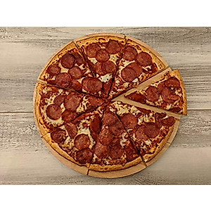 Checkered Chef Round Wood Cutting Boards - 13.5 Inch, Reversible Pizza Board w/ 8 Slice Grooves - Cheese Charcuterie Board