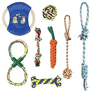 ITODA 8Pcs Dog Rope Chew Toy Set, Recyclable Dental Teeth Cleaning Aggressive Chewers Tug of-War Funny Play Training Interactive Washable Puppy Toy for Small Dogs and Medium Dogs