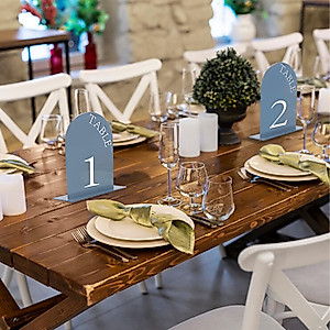 Acrylic Wedding Table Numbers 1-15 Table Number Stands Bulk Wedding Table Signs Stand Table Number Holders With Cards Wedding Table Numbers Stands for Bridal Shower Reception Anniversary (Dusty Blue, 5x7)