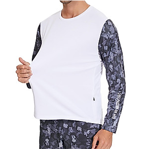 REYSHIONWA Men's Mountain Bike Jersey Long Sleeve MTB Lightweigh Quick Dry Moisture-Wicking Motocross Jersey White Camo