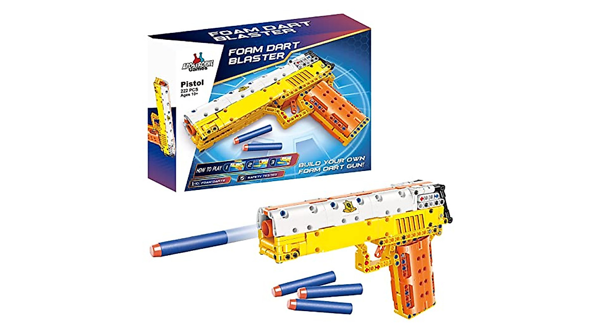 Build & Shoot Foam Dart Blaster Set - 222 Pieces for Kids 10+