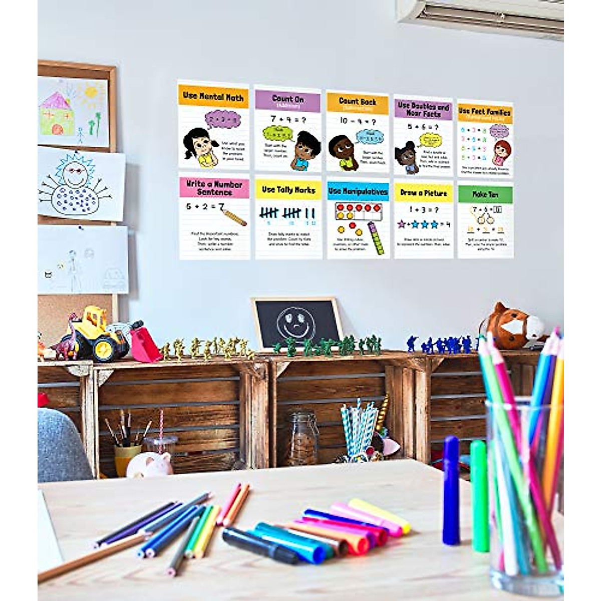 Carson Dellosa Math Strategies Posters, 8.5" x 11" Math Posters for Wall Decor, Bulletin Board, Classroom Decor, Daycare Supplies, Office Decor, Homeschool and Classroom Posters (14 Posters)
