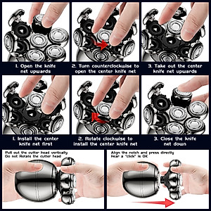 5-in-1 Electric Head Shaver for Bald Men - Rotary Design Head Shavers - Electric Men's Grooming Kit - with Rotary Blades, Clippers, Nose Trimmer, Brush, Massager - Cordless, and Rechargeable