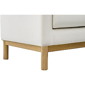 Meridian Furniture 157Cream-L Langham Collection Mid-Century Modern Linen Textured Fabric Upholstered Loveseat, Cream Linen Textured Fabric, Natural Finish Wood Base, 66" W x 33.5" D x 33" H, Cream