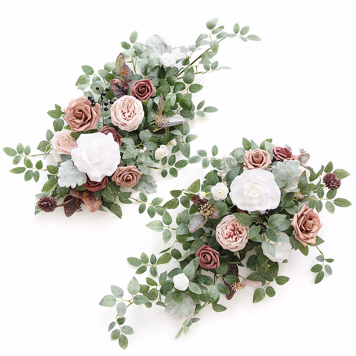 Ling's Moment 2PCS Dusty Rose Artificial Flower Garland Floral Swags Centerpieces Wedding Arch Flower Greenery Arrangements for Sweetheart Table Wall Window Home Garden Outdoor Decor Mauve