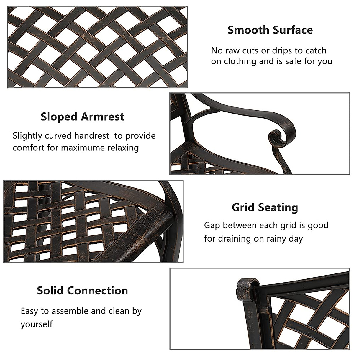 JOYBASE Outdoor Bench, Garden Patio Bench with Backrest, All-Weather Aluminum Frame, Patio Furniture Decor, Rustic Outdoor Loveseat for Lawn, Porch and Park (Bronze)