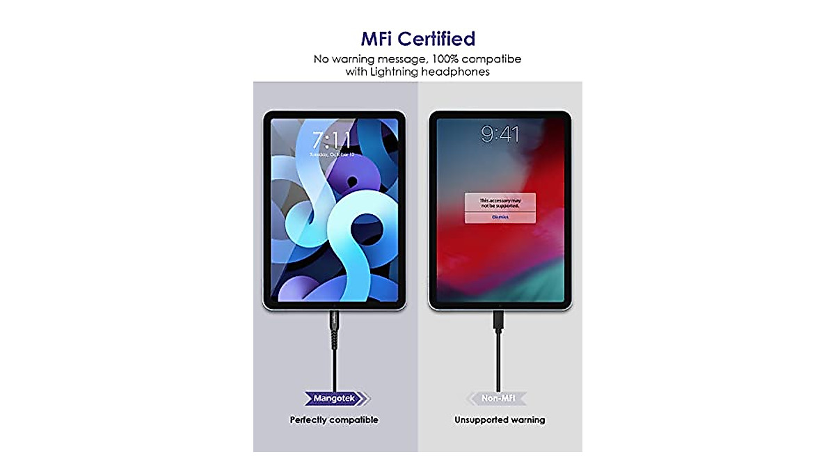 Mangotek USB C to Lightning Adapter - MFi Certified Audio