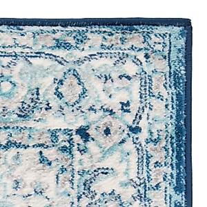 SAFAVIEH Brentwood Collection Area Rug - 9' x 12', Light Grey & Blue, Medallion Distressed Design, Non-Shedding & Easy Care, Ideal for High Traffic Areas in Living Room, Bedroom (BNT851G)