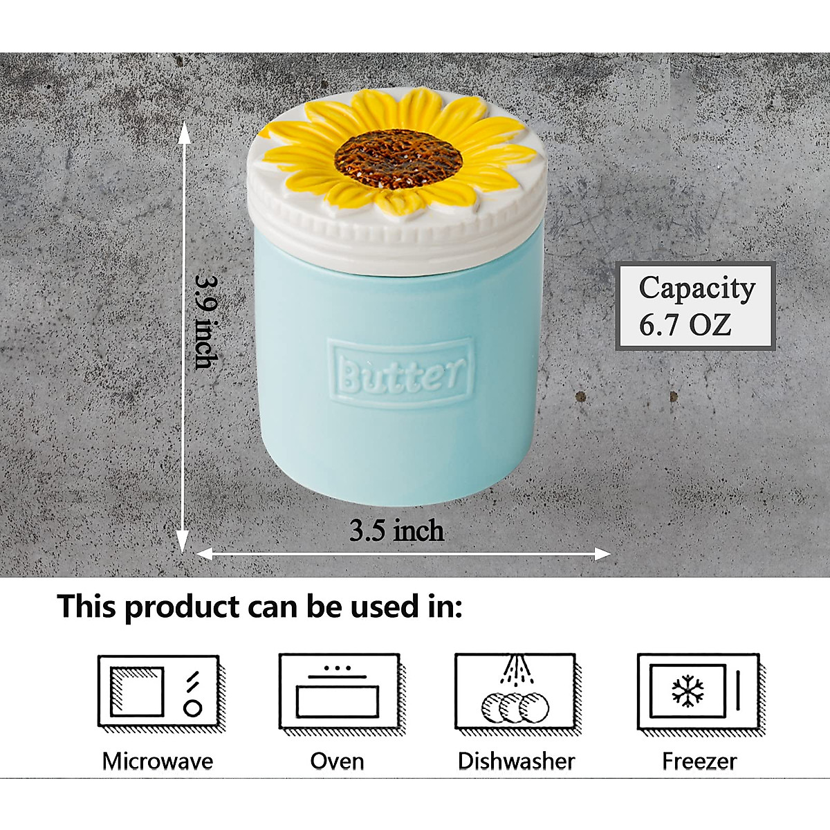 Butter Crock Butter Keeper French Butter Crock Sunflower Blue Butter Saver Blue Butter Keeper Crock With Water Line