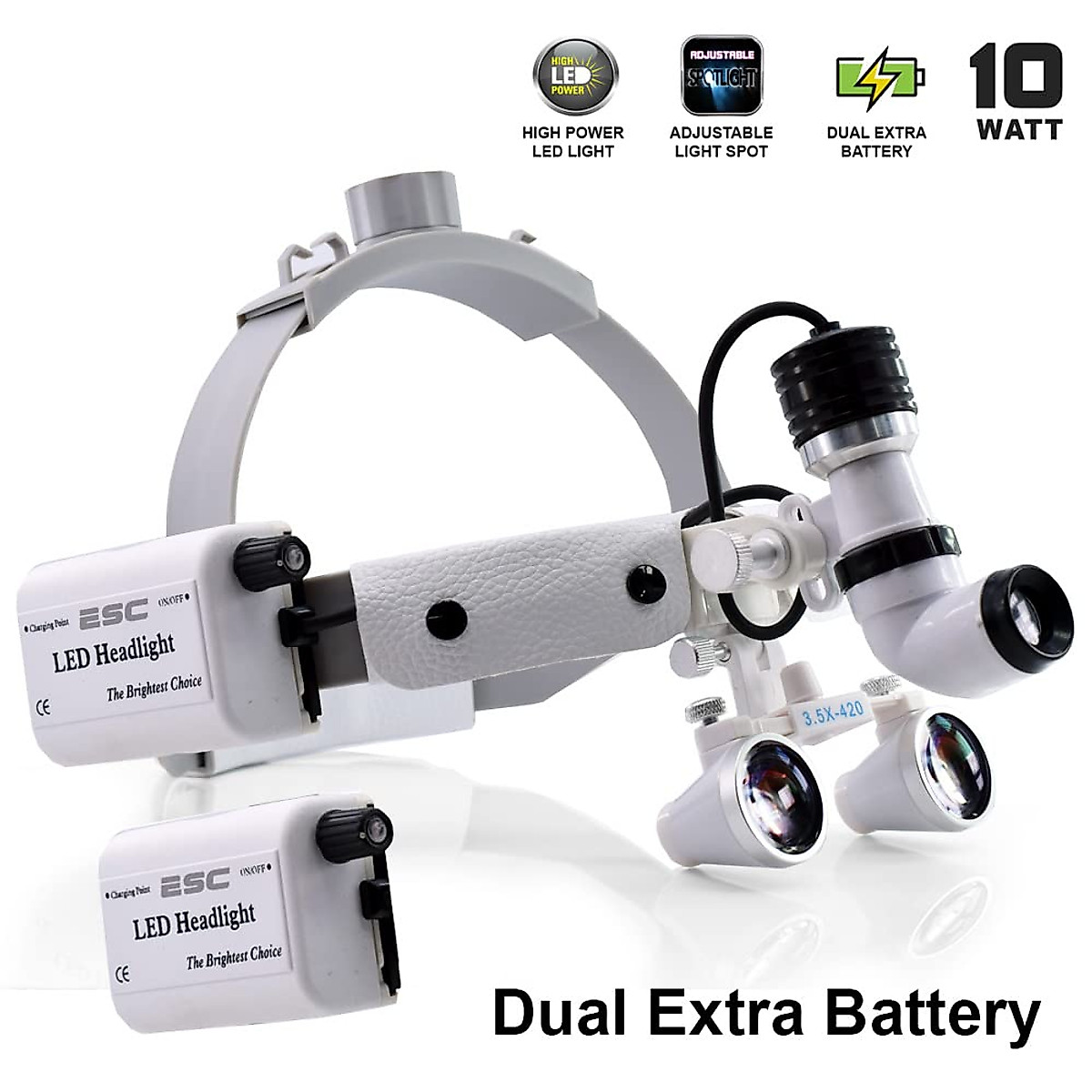 ESC Medicams Dental Headlight Loupe 10W Surgical LED Headlamp ENT Portable (123.001)
