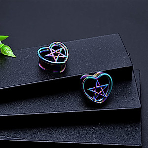 COOEAR 1 Pair Stainless Steel Gauges For Ears Double Flared Piercing Tunnels Notched Plugs Stretchers 0g to 1 Inch.