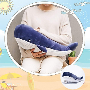 Large Blue Whale Stuffed Animal Soft Plushie Pillow, 24in Giant Stuffed Animal Hugging Pillow,Cute Plush Toy Room Decor for Kids Boys Girls