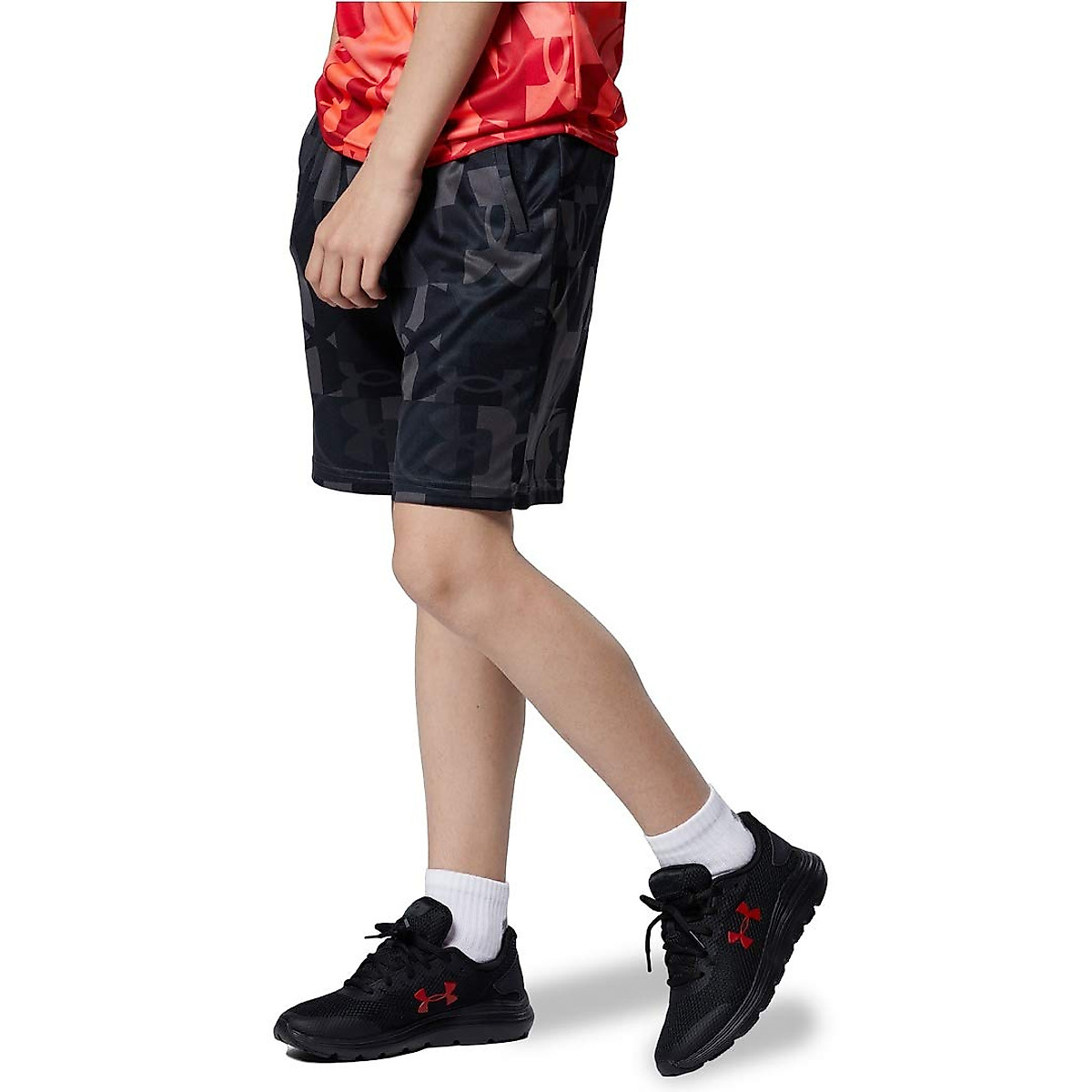 Under Armour Kids Boys' Renegade 3.0 Printed Shorts, Black/White, MD (10-12 Big Kids)