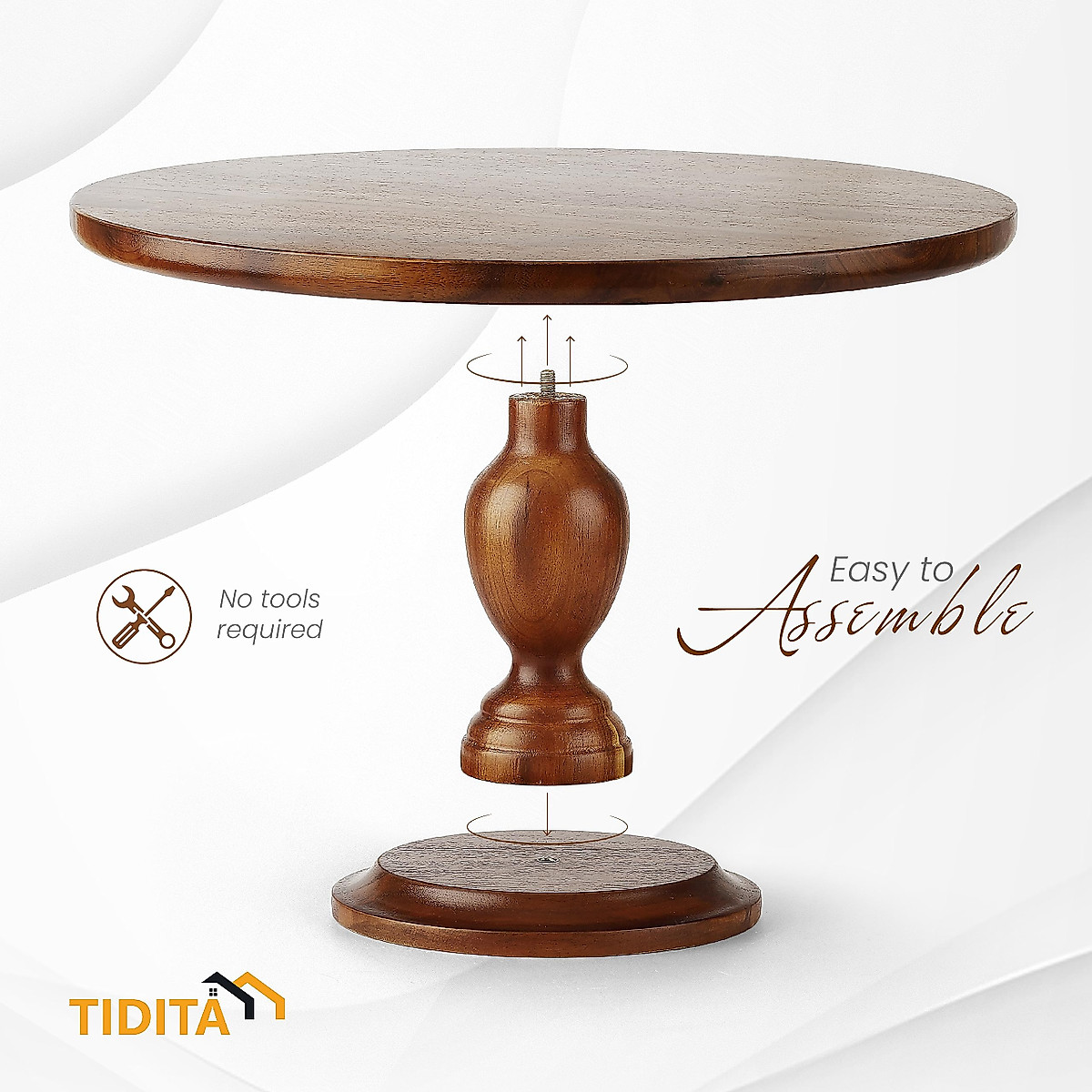 Tidita 13" Acacia Cake Stand Rustic – Cake Stands Wooden with 2 Icing Spatulas - Wedding and Birthday Cake Pedestal for Dessert Table - Cupcake Stand at Parties, Weddings, Restaurants ( Acacia Wood)