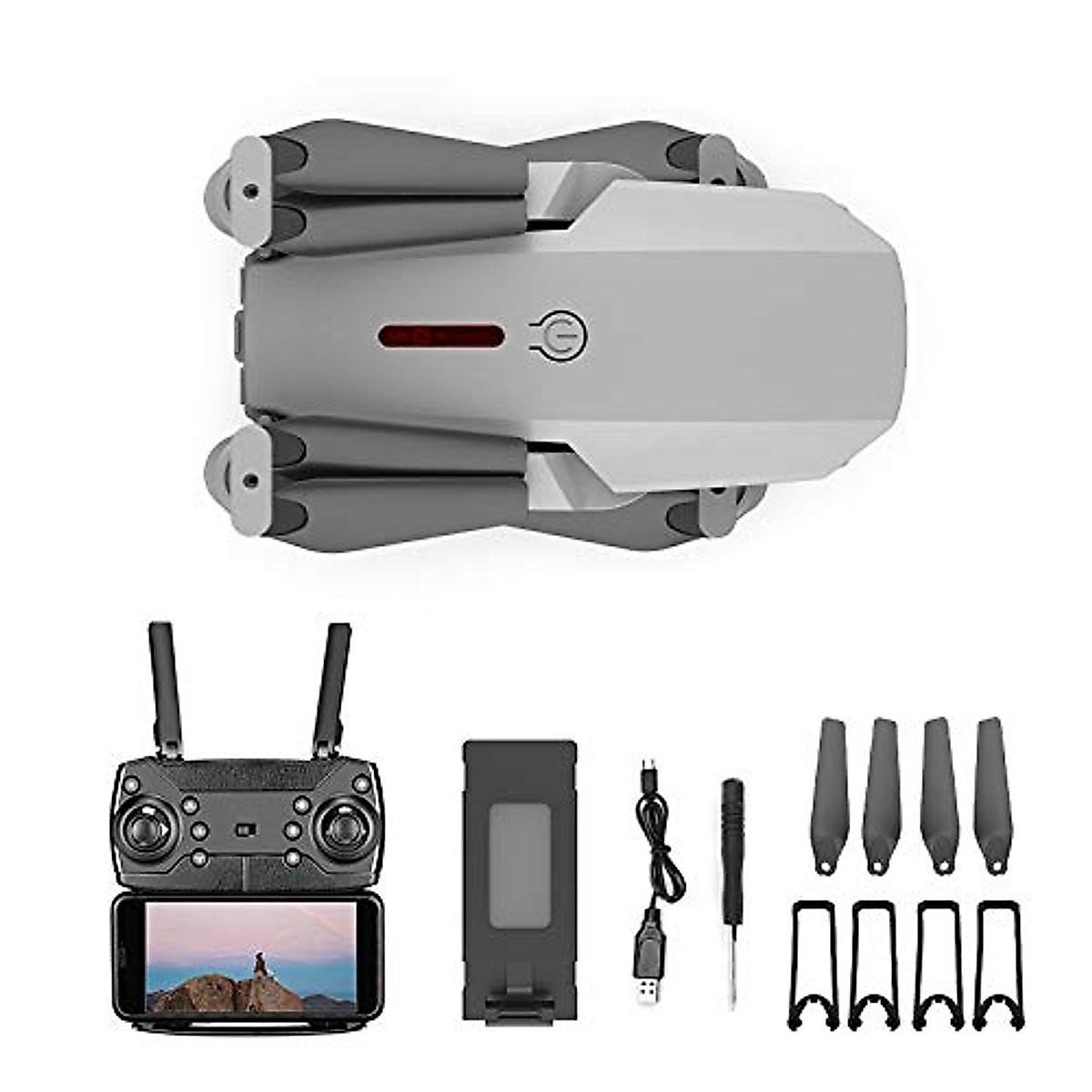 E88 Pro Drone with dual 4k camera, Kids/Beginner, wifi fpv 1080 hd, Dual foldable RC Quadcopter , Altitude hold, Headless mode, visual positioning, auto return, mobile app control, Black, 360 flip