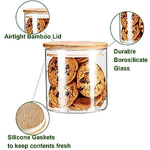 YULEER Airtight Food Storage Containers, 22OZ Glass Jars with Lids,Glass Jar for Serving Candy, Cookie, Rice,Food