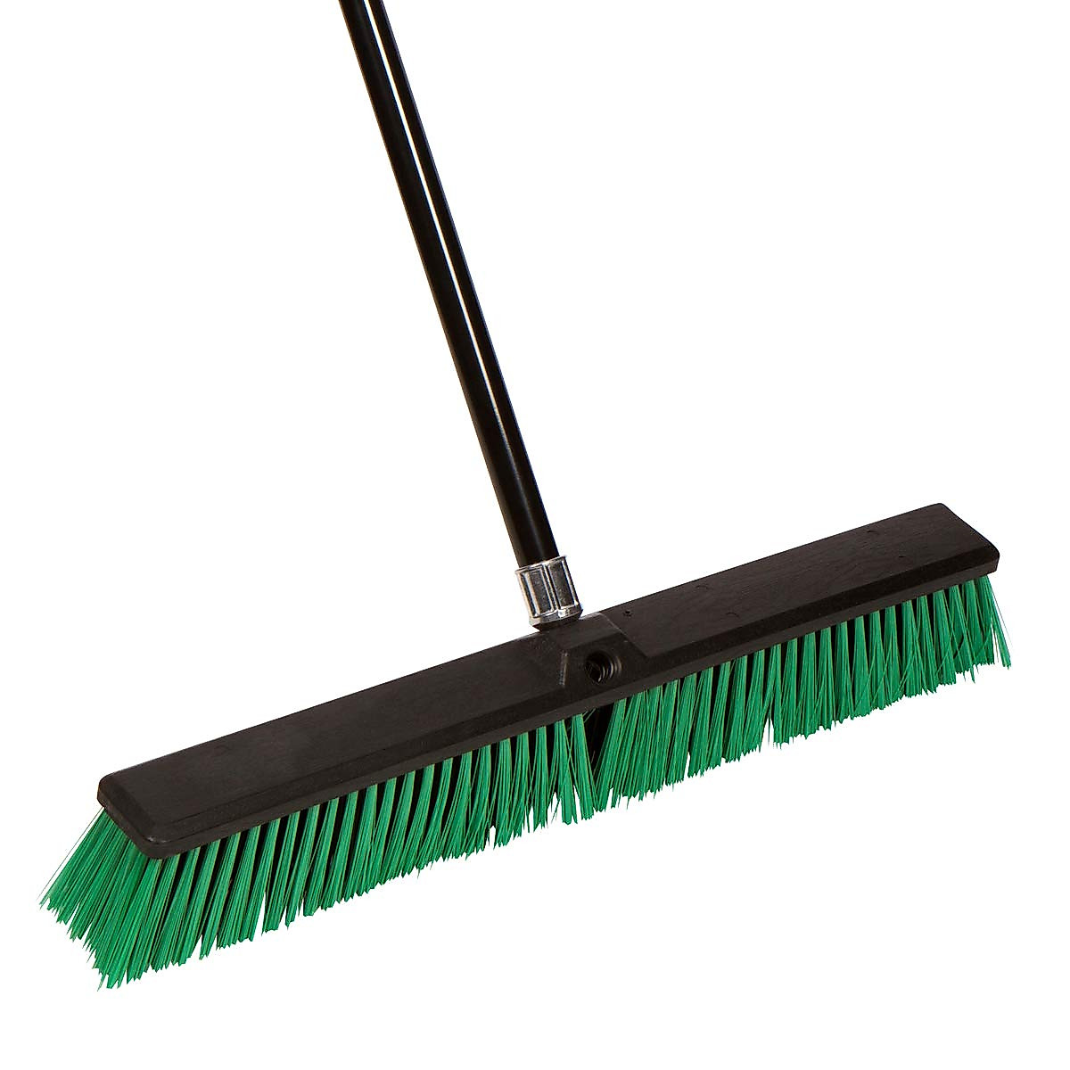 Tidy Tools 24'' Push Broom Outdoor with Long Handle Wide Stiff Bristles Heavy-Duty Brush Commercial Shop Broom for Cleaning Garage Kitchen Patio Bathroom Deck Concrete Wood Stone Tile Floor, Green
