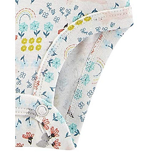 Simple Joys by Carter's Baby Girls' 5-Pack Long-Sleeve Bodysuit, Dots/Floral/Hearts/Owl, Preemie