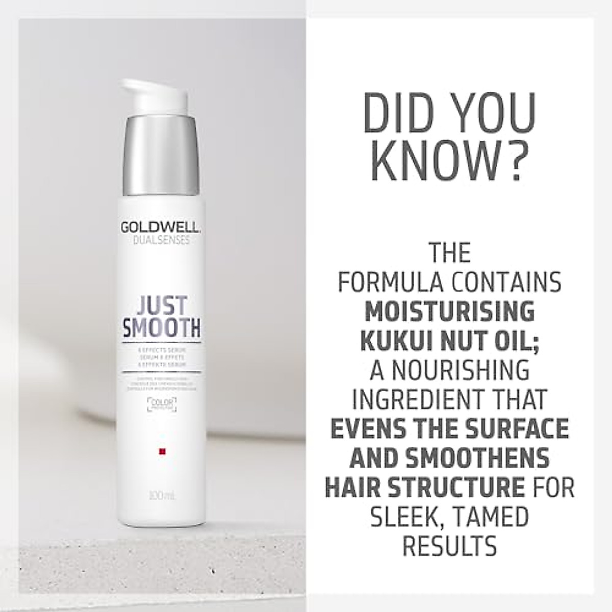 Goldwell Dualsenses Just Smooth Taming Anti-Frizz & Humidity Control 6 Effects Serum, Paraben Free, Floral, 100ml