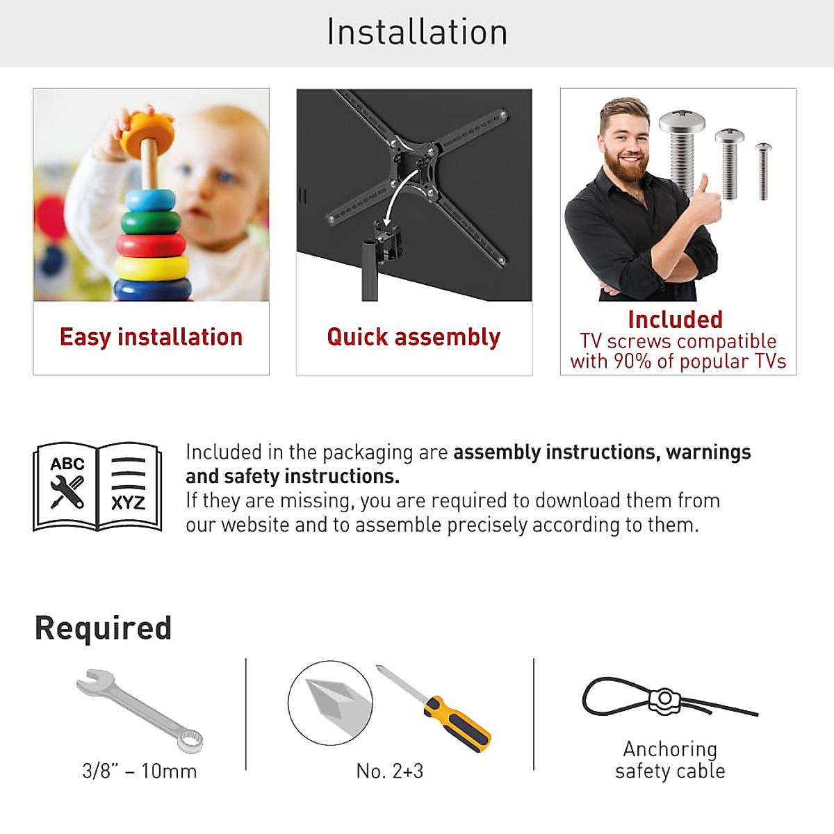 Barkan Mobile TV Cart 13-65 inch Tilt and Height Adjustment Stand, Holds Up to 80 lbs, Glossy Finish, Lockable Wheels, 5 Year Warranty, Rolling Trolley, Fits LED OLED LCD, Black