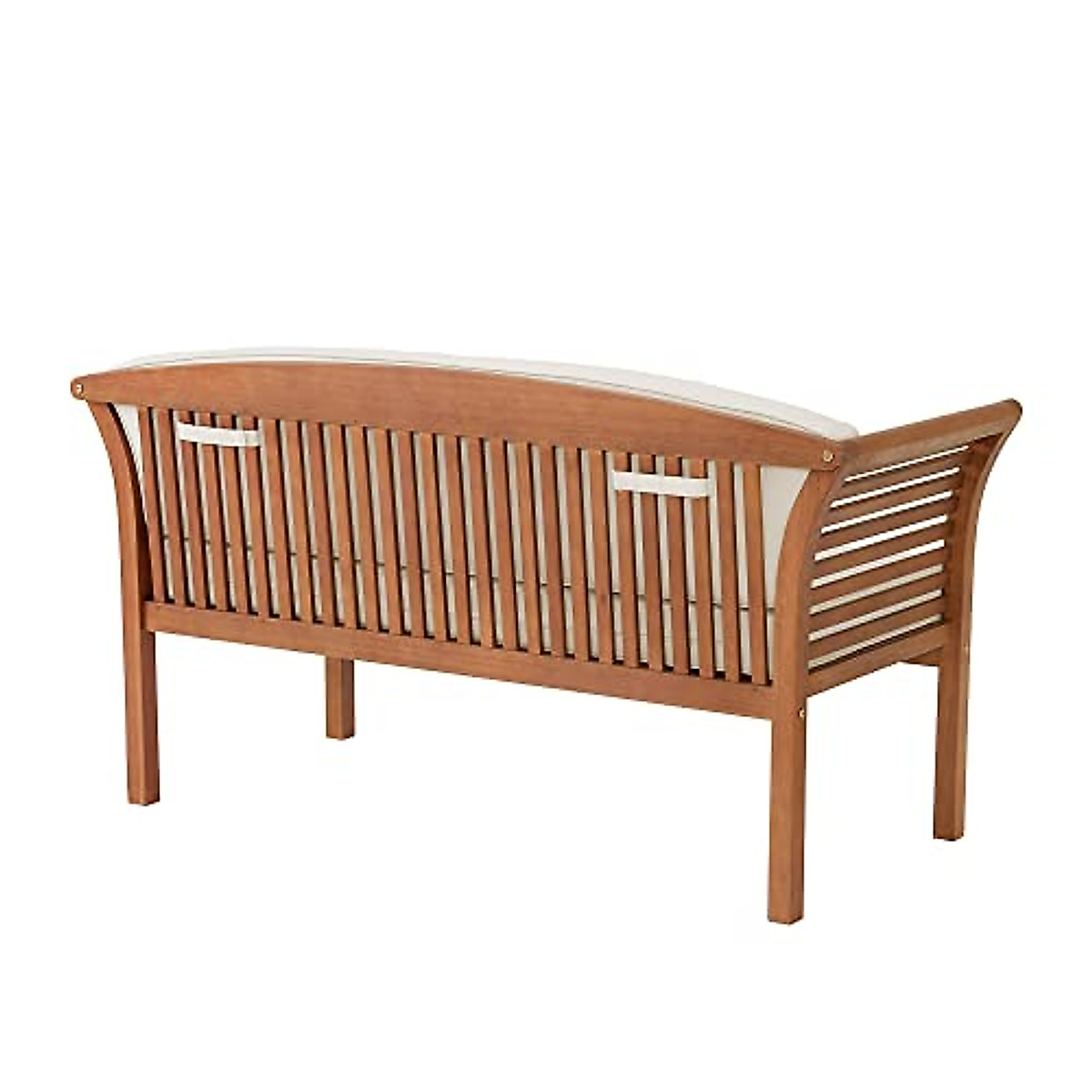 Stamford Eucalyptus Wood 2-Seat Patio Outdoor Bench with Cushions, 57"W x 24"D x 31"H and 47"W x 22"D x 18"H Seat, Weather-Resistant and Durable, Coordinates with Collection, Indoor-Outdoor Furniture