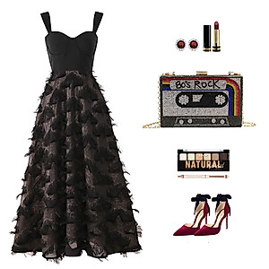 Women Retro Radio Shape Crossbody Bag PU Leather Vintage Evening Clutch Purses (A-Dark Grey)