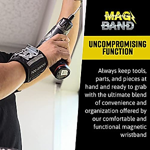 Mob Armor Mag Band Magnetic Wrist Tool Holder - Magnetic Wristband for Holding Screws, Nails, Fasteners, and More, Magnetic Wristband for Mechanic, Handyman, Electrician, Tech Geek, 13" x 3.25"