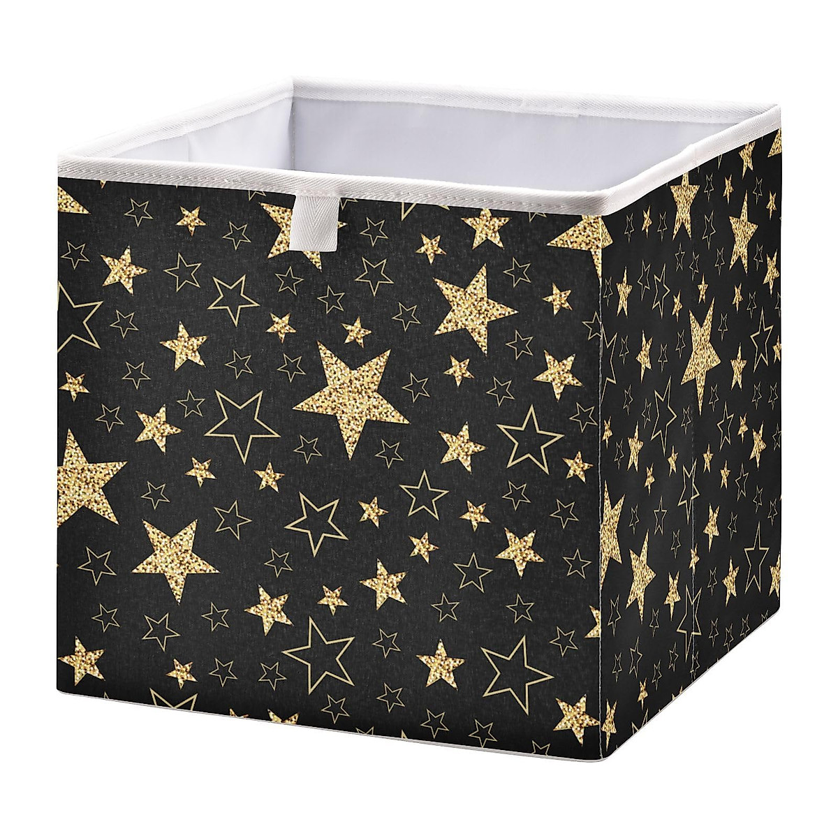 Kigai Fabric Cube Storage Bins Foldable Storage Box Waterproof Storage Cubes Organizer with Handles Storage Basket for Shelves, Home, Office, Nursery, 11"x11"x11", Star