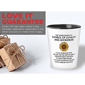 FLairy Land Daily Affirmation Shot Glass 1.5oz - Sunflower Adoration - Funny Gift For Reminder Coworker Friendship Graduation Birthday Encouragement Sunshine Woman