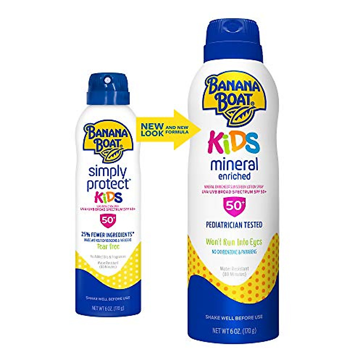 Banana Boat Kids Mineral Enriched, Won't Run Into Eyes, Reef Friendly, Broad Spectrum Sunscreen Spray, SPF 50, 6oz.