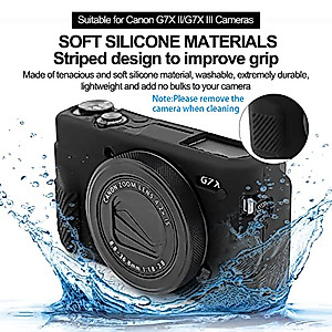 Easy Hood G7X Mark II Case G7X Mark III Case G7X Camera Silicone Case,Soft Silicone Protective Cover for Canon Powershot G7X Mark III DSLR Camera(Black)