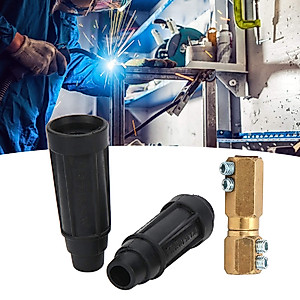 1 Set Welding Cable Connector, 250A Dinse35 Quick Disconnects, Welder Wire Extension Plug Socket for 25-35mm² (2-3AWG) Cable