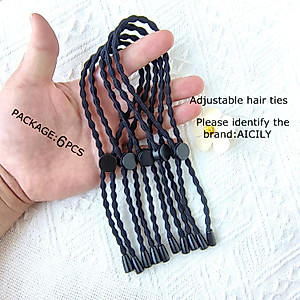 AICILY 6PCS Natural Hair Ties for Short Kinky Curly Hair, Afro Puff Ponytail Tie Adjustable Length Hairband with No-Slip Design, Headband for Women with Thick, Braided, Natural Hair