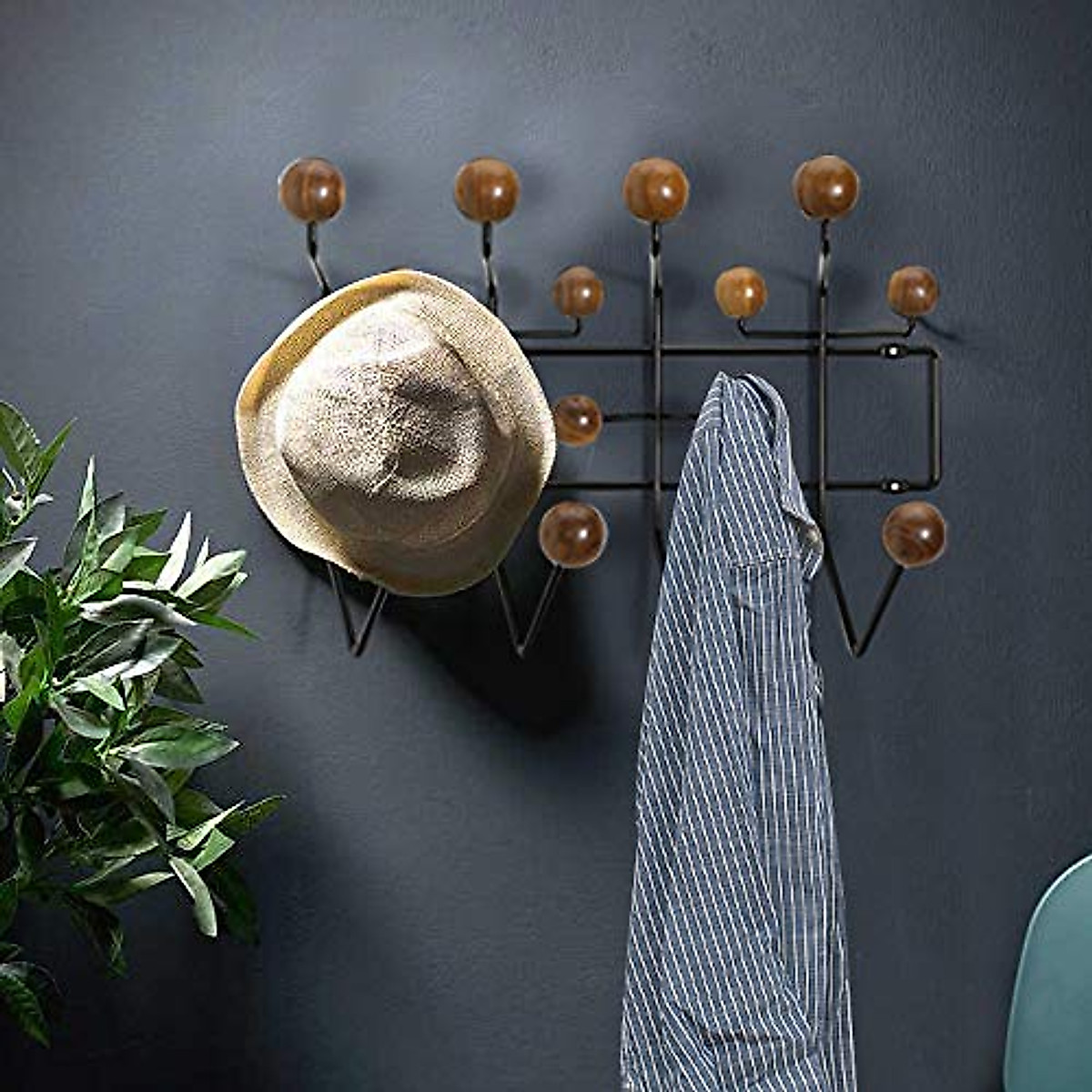 Coat Hooks Hang it All Coat Rack Wall Mounted Coat Hooks with Solid Walnut Wooden Balls