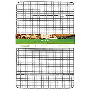 Oven Safe, Heavy Duty Stainless Steel Baking Rack & Cooling Rack, 10 x 15 inches Fits Jelly Roll Pan