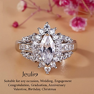 Jeulia 2 Carat Marquise Cut Rings Women Halo Solitaire Engagement Rings 925 Sterling Silver Cubic Zirconia Wedding Rings Anniversary Promise with Jewelry Box (8)