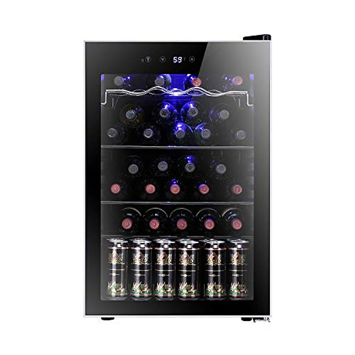 Antarctic Star 36 Bottle Wine Cooler/Cabinet BeverageRefrigerator Small Mini Wine Cellar Beer Soda Bar Fridge Quiet Operation Compressor Adjust Temperature Freestanding Black