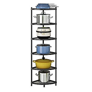 Kitchen Corner Shelf Rack, Multi-layer Pot Rack Storage Organizer Stainless Steel Shelves Shelf Holder (6 Tier-2)