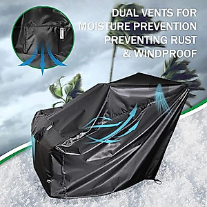 IC ICLOVER Snow Blower Cover, Universal fit Two Stage Snow Thrower Cover, Heavy Duty 600D Polyester Fabric Waterproof, Sun UV Dust Snow Proof, with Drawstring & Windproof Buckles, Outdoor Protection