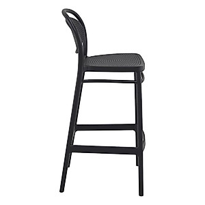 Home Square Contemporary Resin Indoor Outdoor Bar Stool in Black - Set of 2