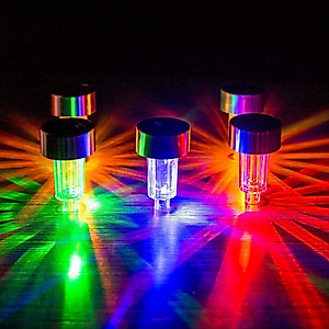 Solar Projection Colorful Lights, Landscape Lawn Garden Led Solar Lights, In-Ground Projection Solar Outdoor Garden Lights (RGB Colorful, Stainless Steel Lawn lamp pcs)