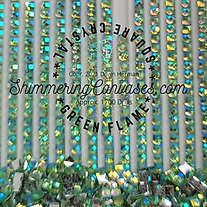 AB Drills Replacement Diamond Painting Drills Square Crystal AB Diamond Painting Drills (Green Flame)